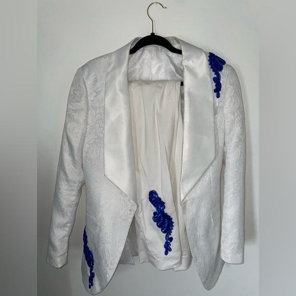 Suits & Blazers | Custom 3 Piece Off White And Blue Prom Suit Only Worn ...